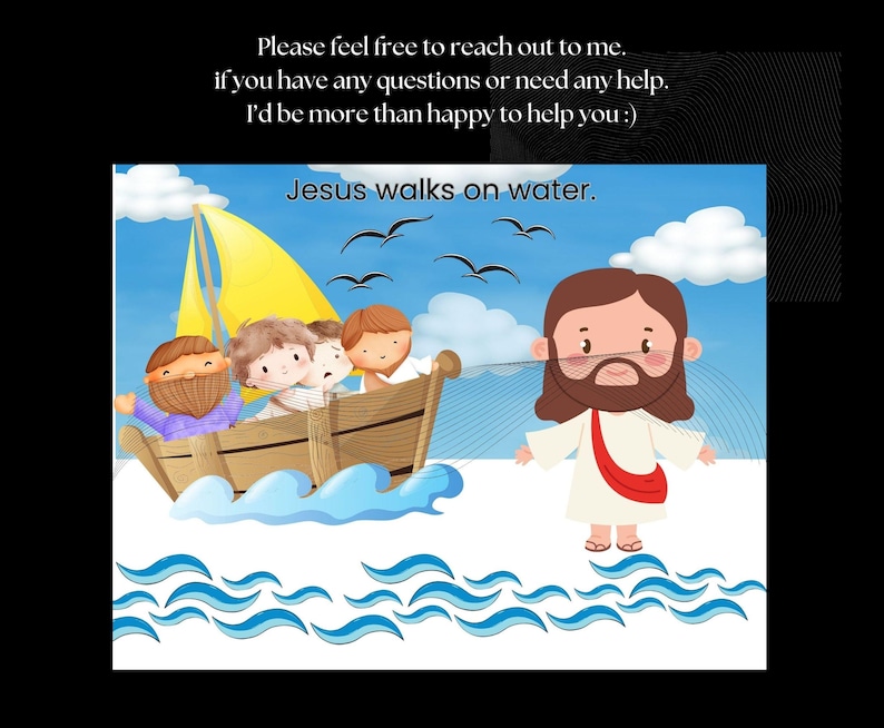 Kids Bible Story Art, Jesus Walking on Water Craft, Printable Slider ...