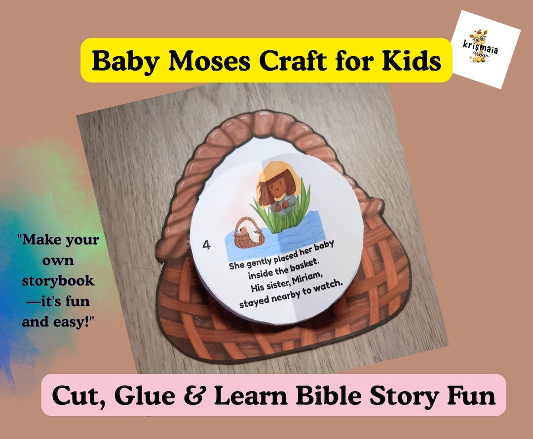 Baby Moses Bible Craft: Cut & Glue Sunday School Activity (printable ...