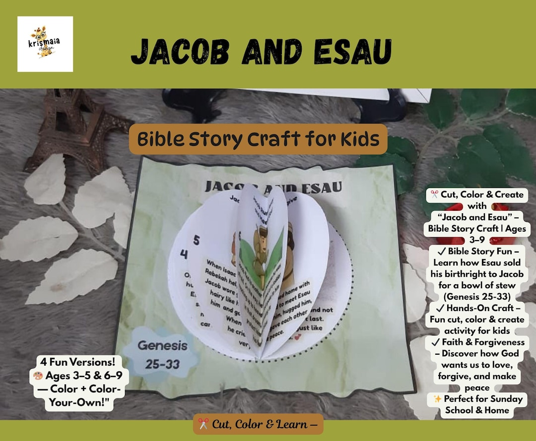 Jacob and Esau Bible Craft: Christian Printable Activity Book (ages 3–8 ...