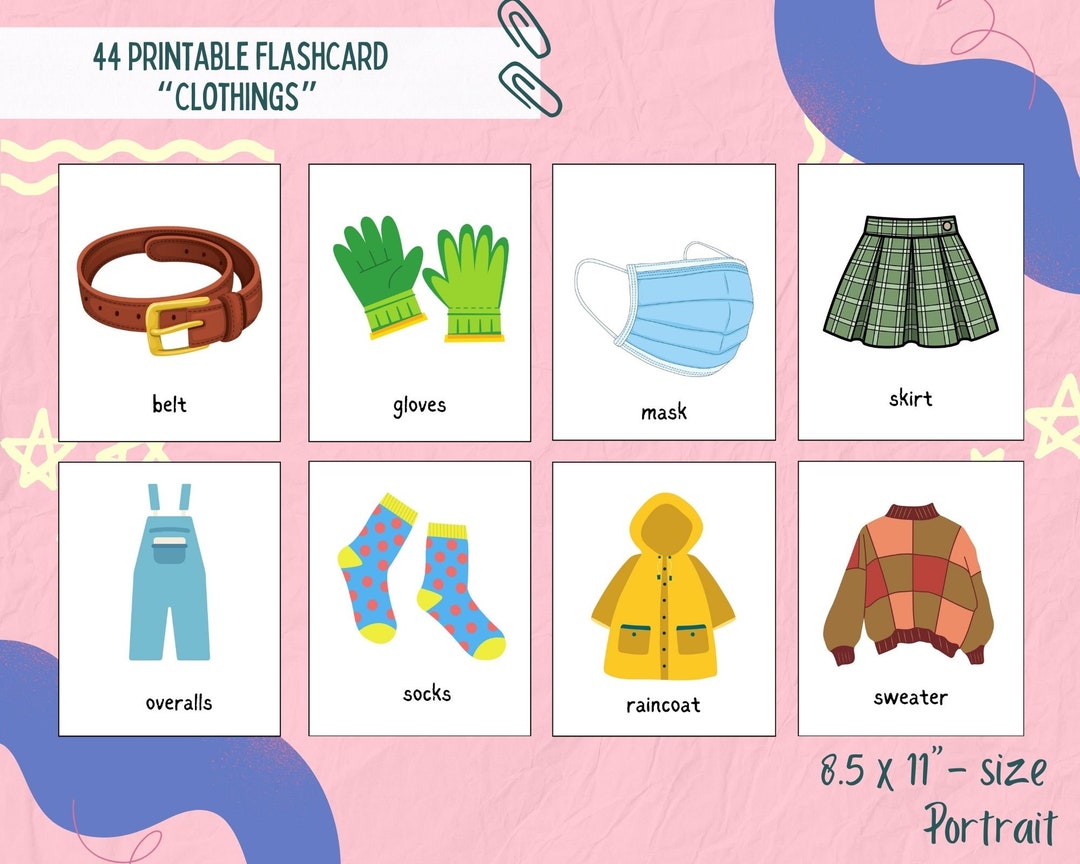 Clothing Flash Cards for Preschool and Special Needs Children Printable ...
