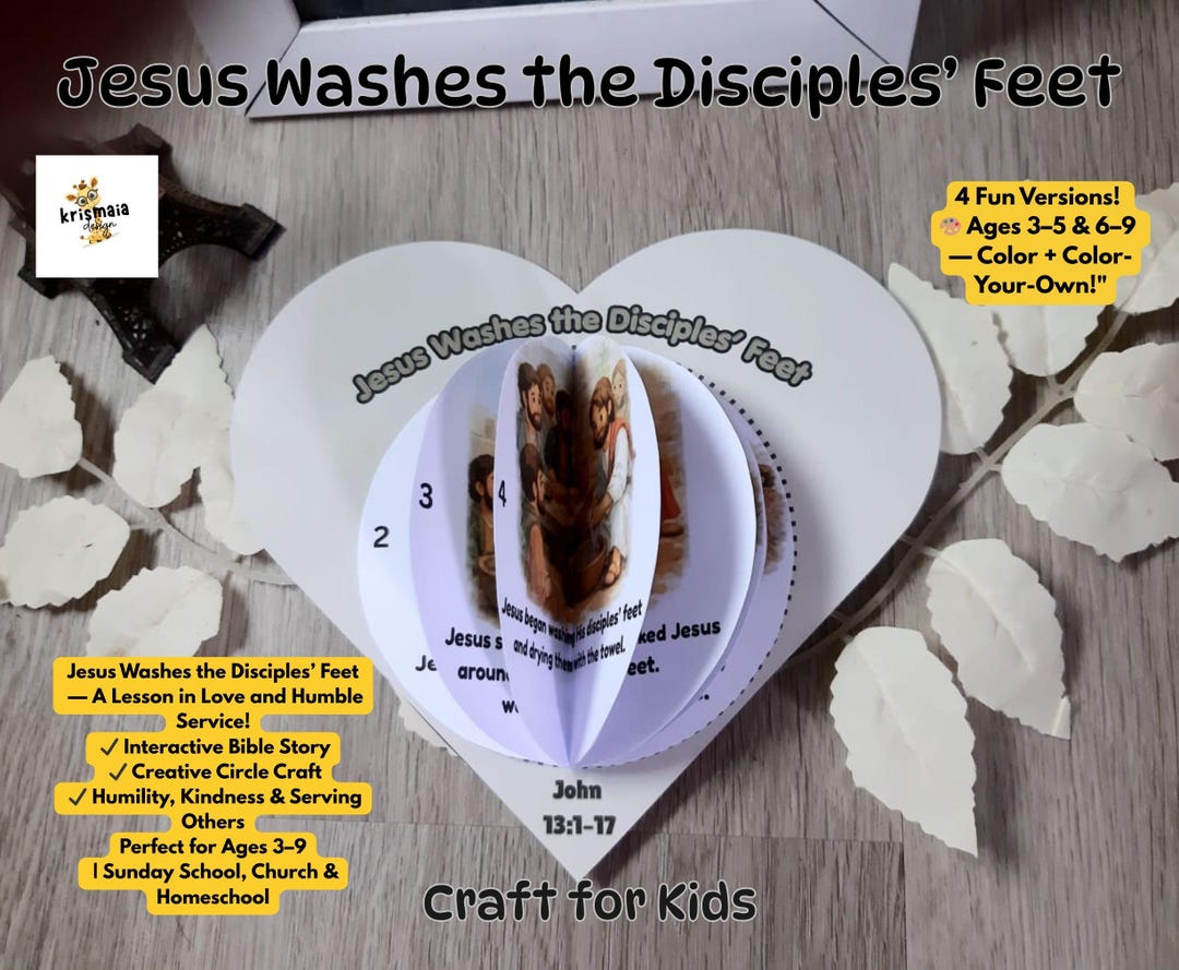 Jesus Washes the Disciples’ Feet Bible Story Craft: Sunday School Kids ...
