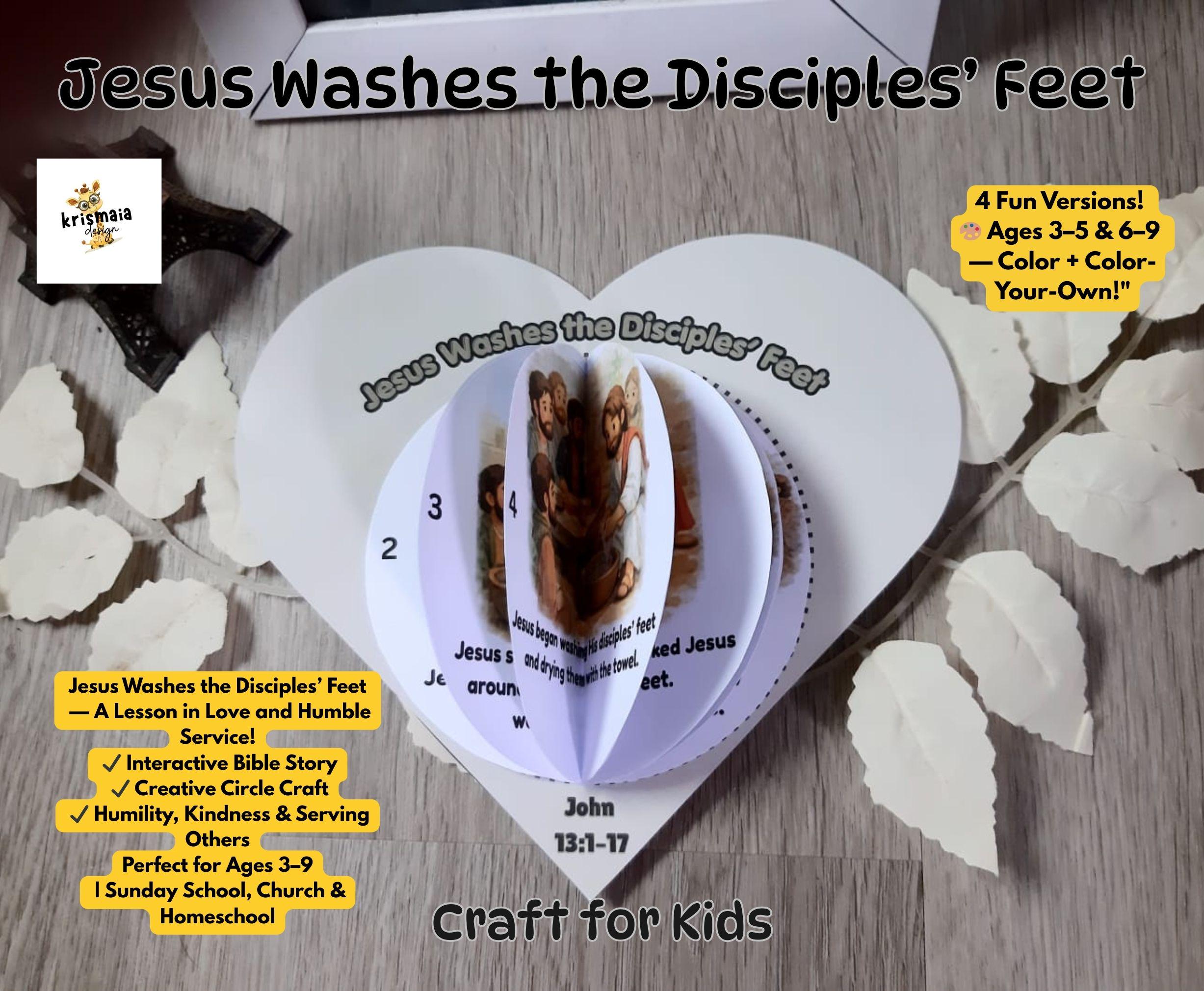 Jesus Washes the Disciples’ Feet Bible Story Craft: Sunday School Kids ...