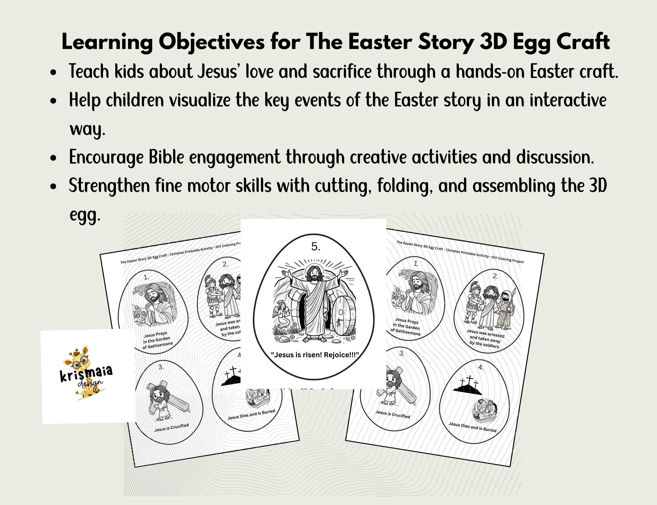 Easter Story 3D Egg Craft: Christian Kids Activity (PDF Printable) - Etsy