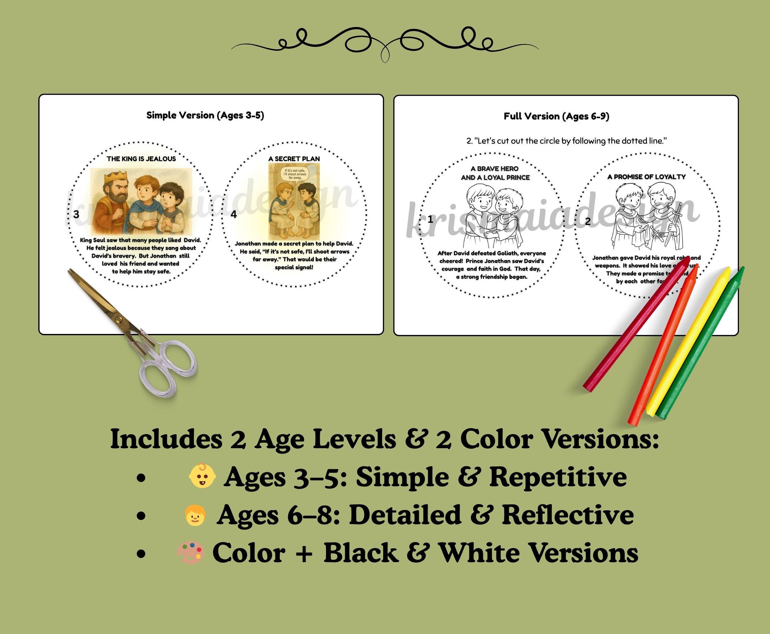 David and Jonathan Bible Story Craft: Sunday School Activity (PDF) - Etsy