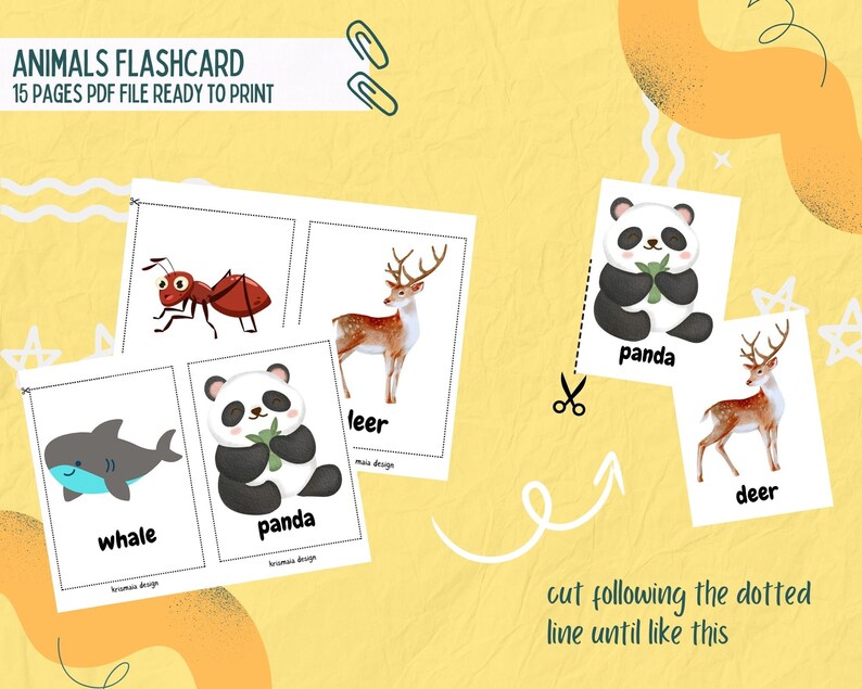 Animal Flashcards Printable Educational Tool - Etsy