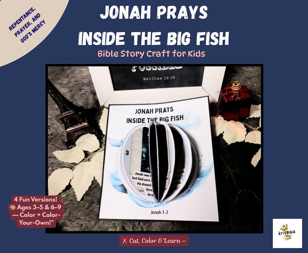 Jonah Prays Inside the Big Fish – Bible Story Craft for Kids | Sunday ...