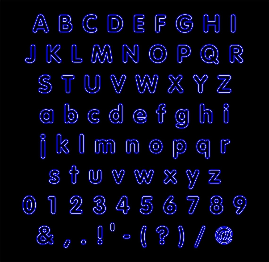 Neon Glow Effect Letters, Dark Blue Letters, Blue Neon Letters, PNG ...