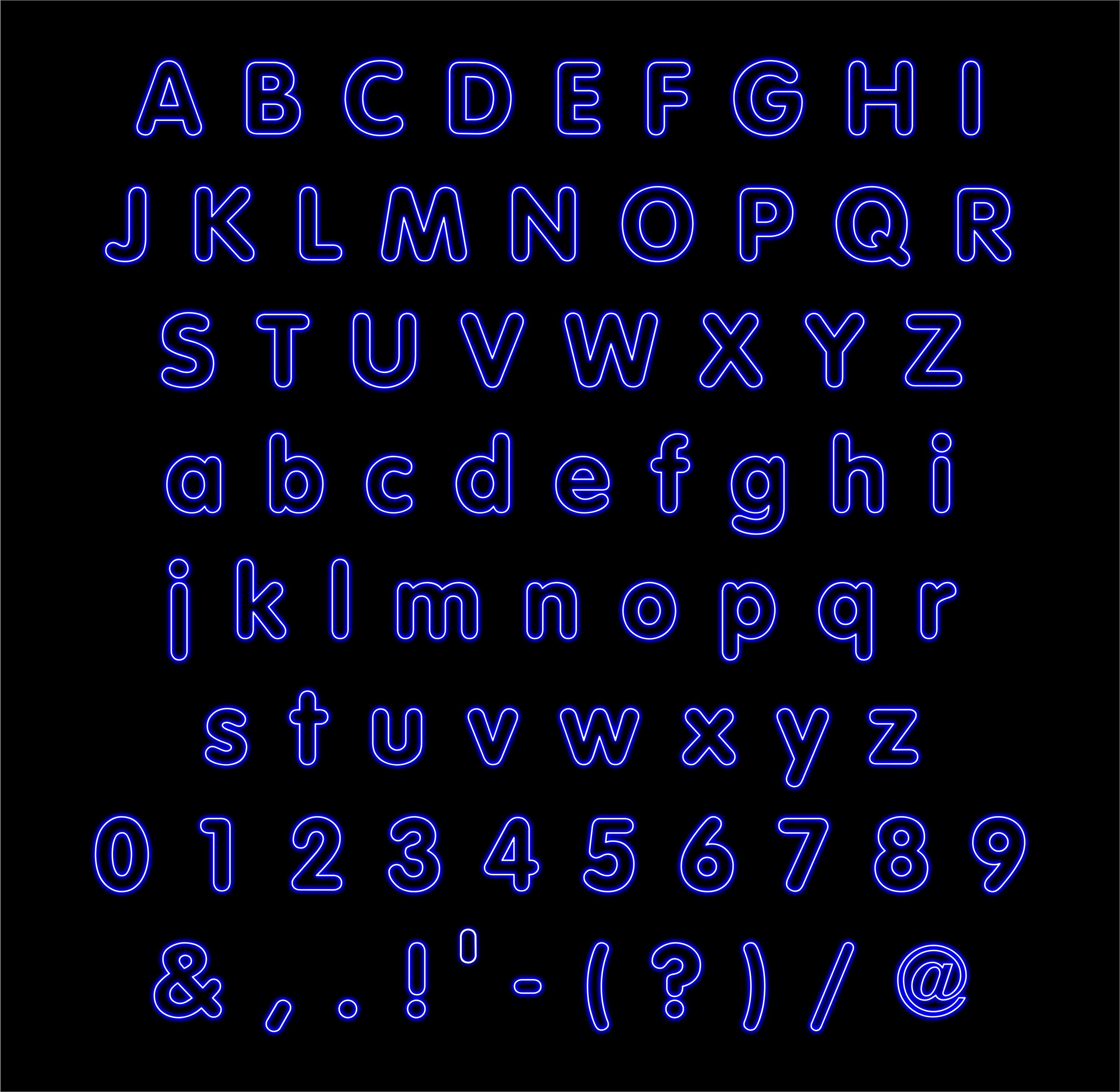 Neon Glow Effect Letters, Dark Blue Letters, Blue Neon Letters, PNG ...