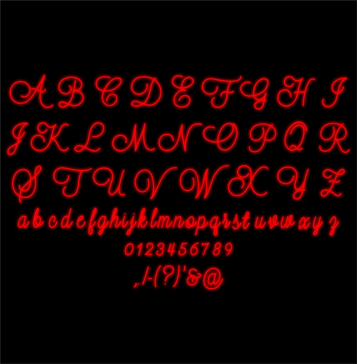 Neon Glow Effect Letters, Red Neon Letters, Script Neon Letters, PNG ...