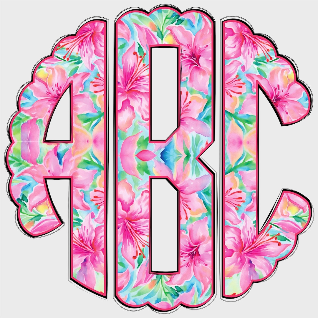 Preppy Floral Scalloped Monogram PNG, Preppy Summer PNG, Preppy ...