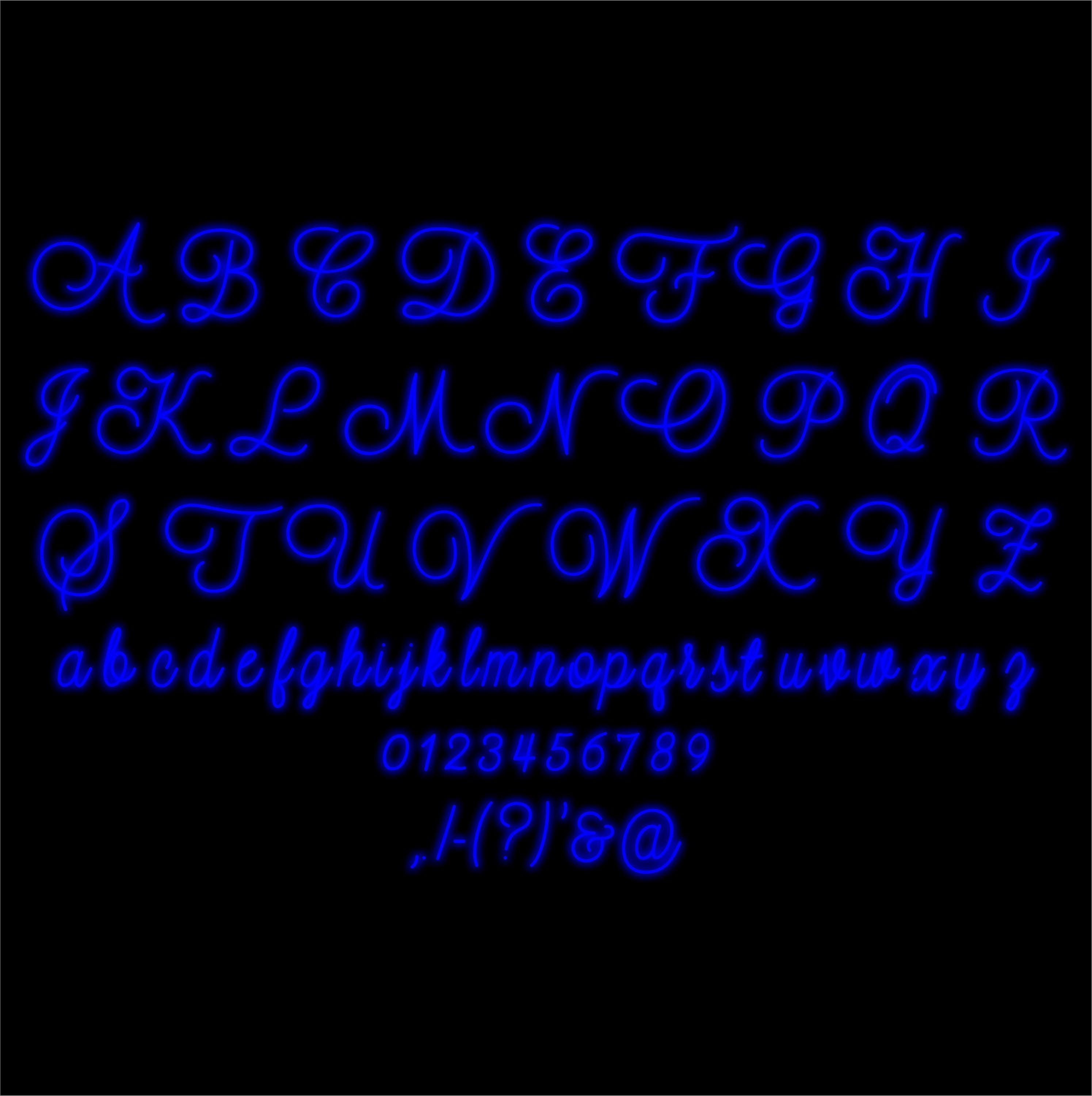 Neon Glow Effect Letters, Blue Letters, Script Neon Letters, PNG Clip ...
