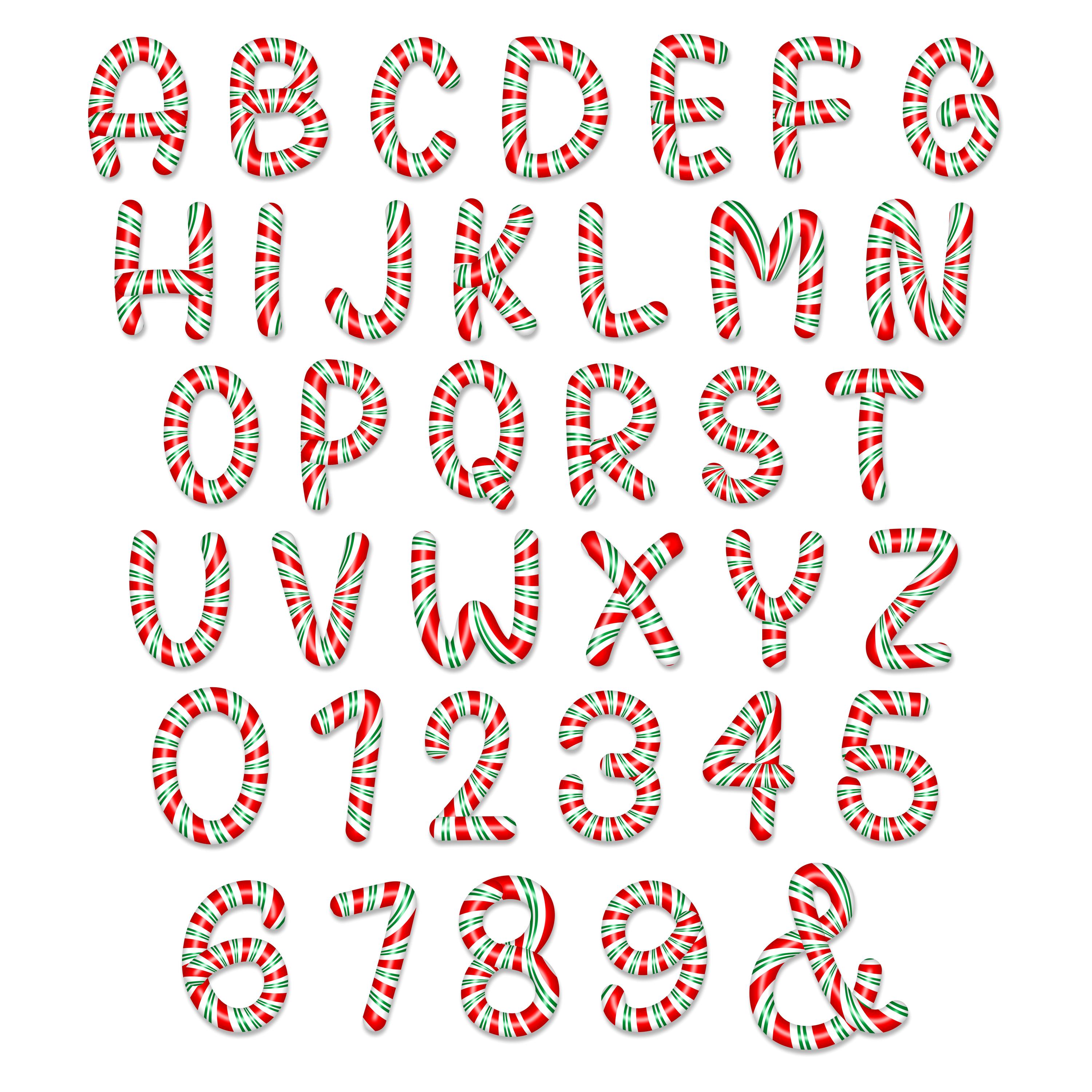 Candy Cane PNG Letters, Red Green White Candy Cane, Candy Cane Alphabet ...