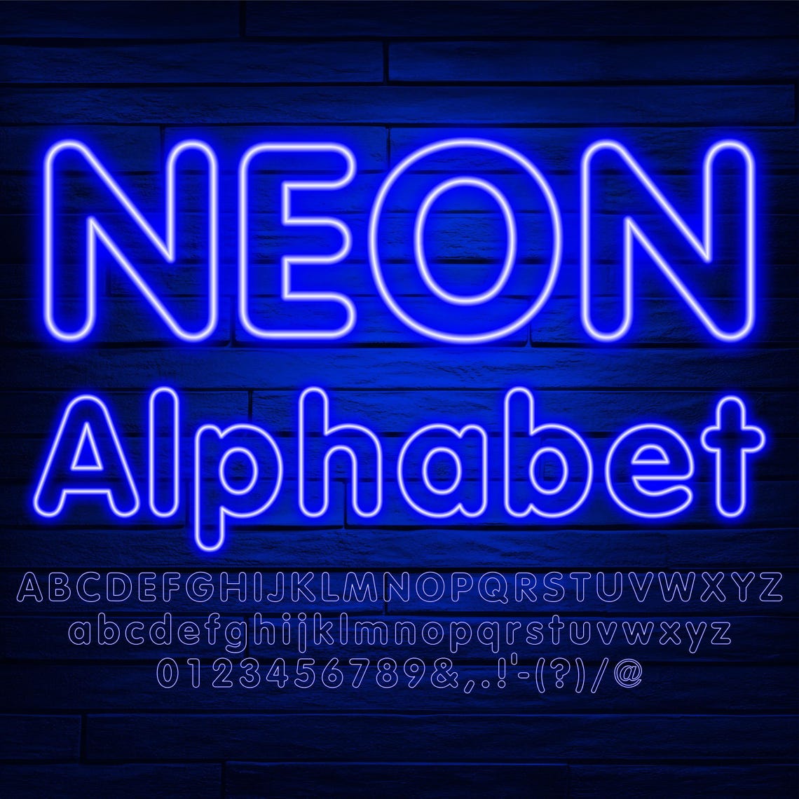 Neon Glow Effect Letters, Dark Blue Letters, Blue Neon Letters, PNG ...