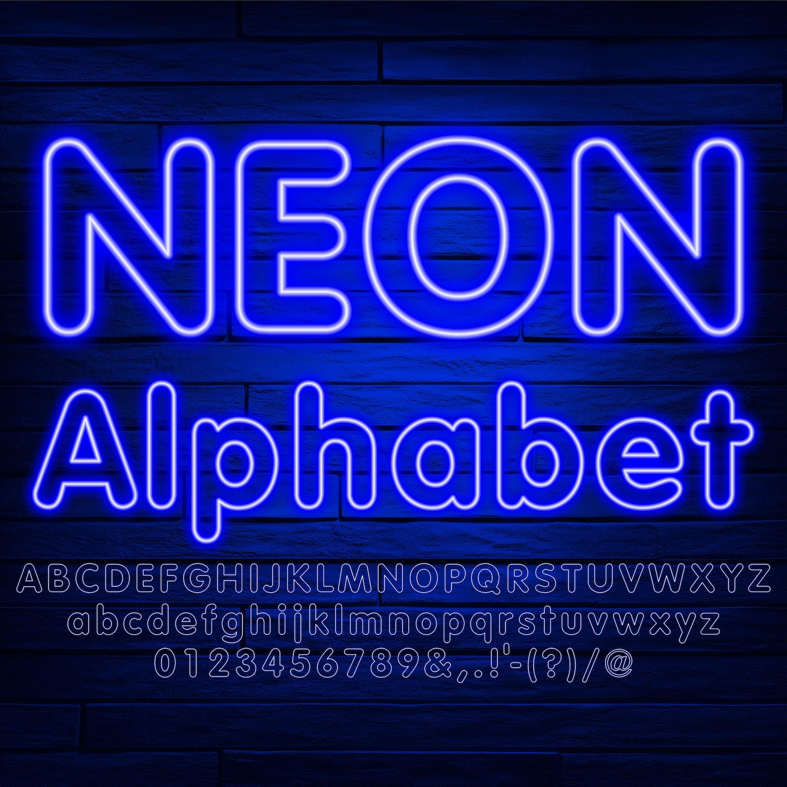 Neon Glow Effect Letters, Dark Blue Letters, Blue Neon Letters, PNG ...