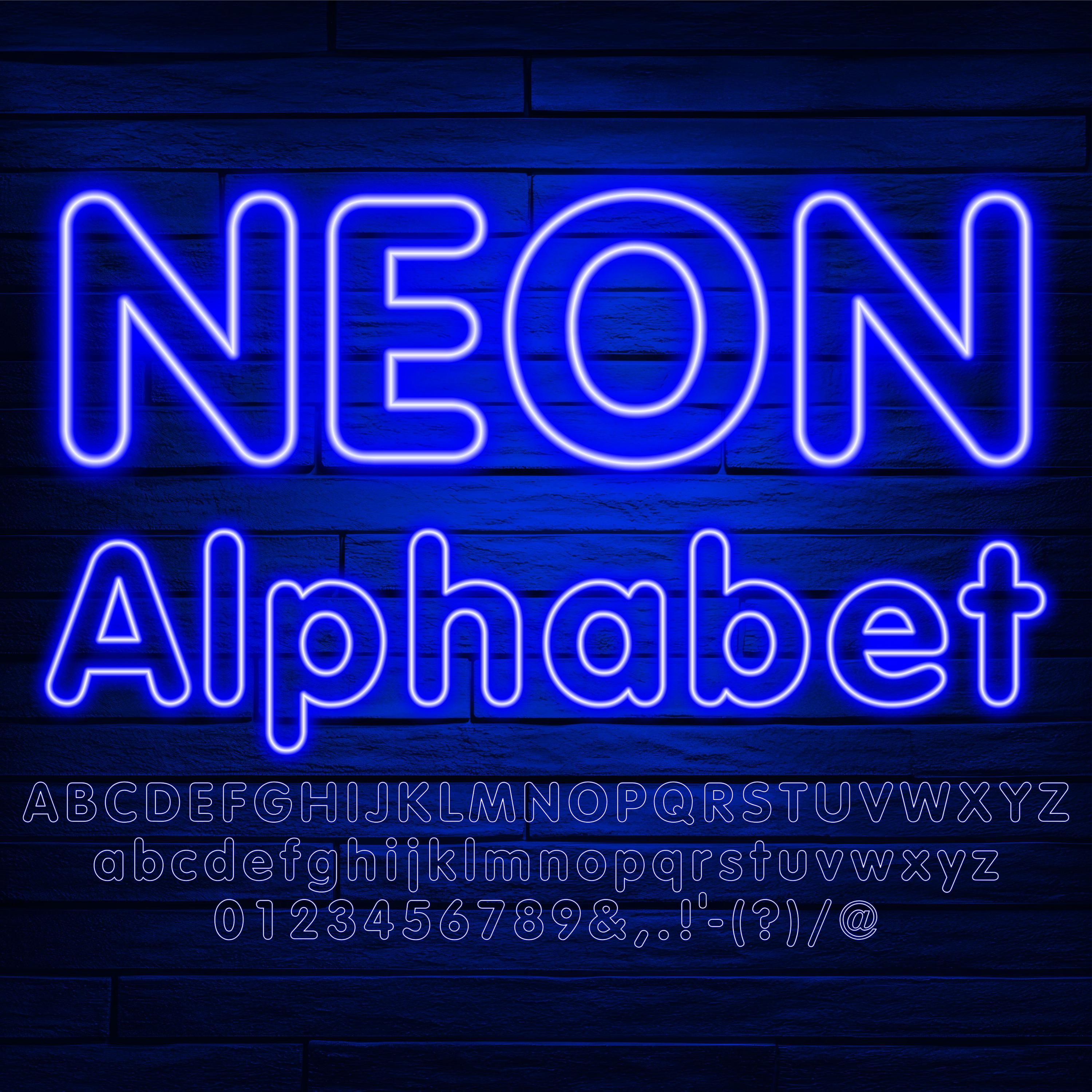 Neon Glow Effect Letters, Dark Blue Letters, Blue Neon Letters, PNG ...