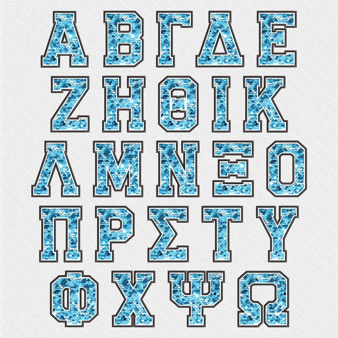 Greek Letters, Faux Embroidery Sequin, Faux Sequin Patch, Faux Sequin ...