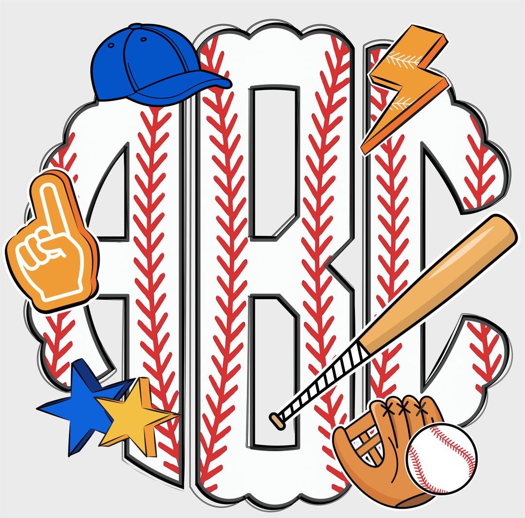 Baseball Sports Scalloped Monogram PNG, Monogram Name PNG, Baseball PNG ...