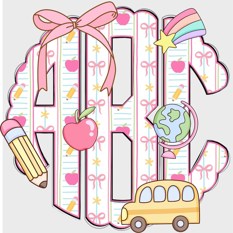 School Monogram - Etsy