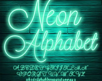 Neon Glow Effect Letters, Red Neon Letters, Script Neon Letters, PNG ...