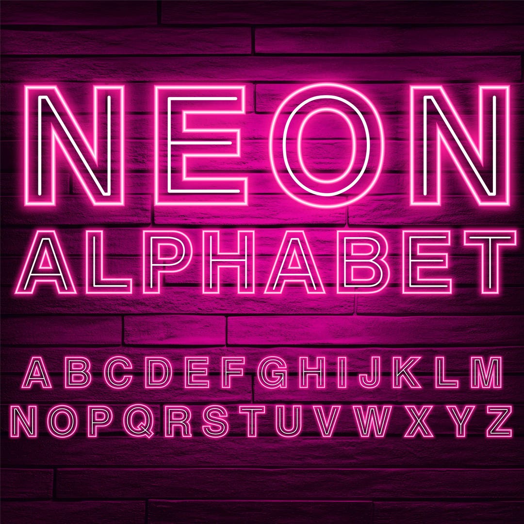 Neon Glow Effect Letters, Pink Neon Letters, PNG Clip Art Letters ...