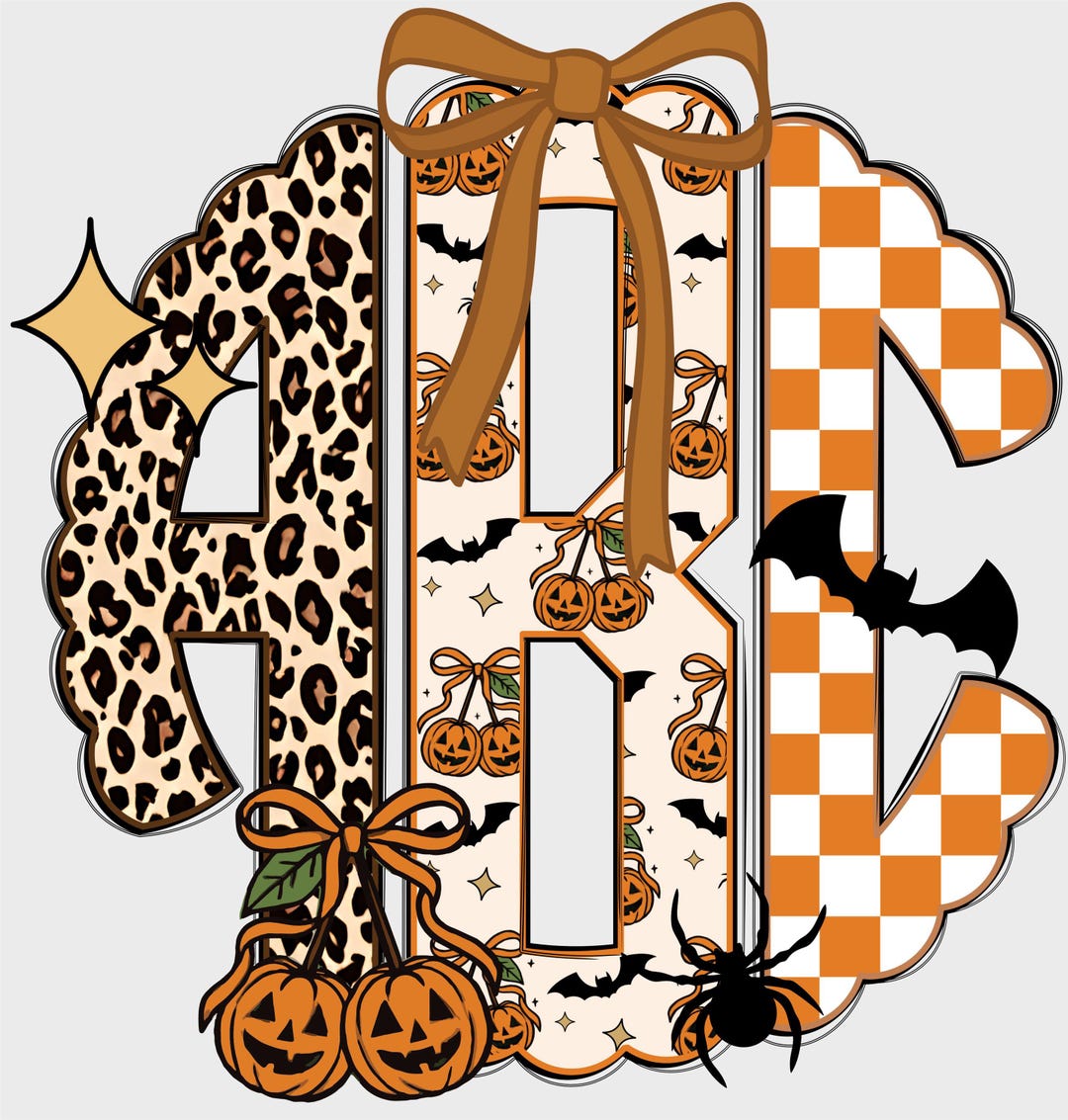 Preppy Halloween Scalloped Monogram PNG, Preppy Coquette Pumpkin ...