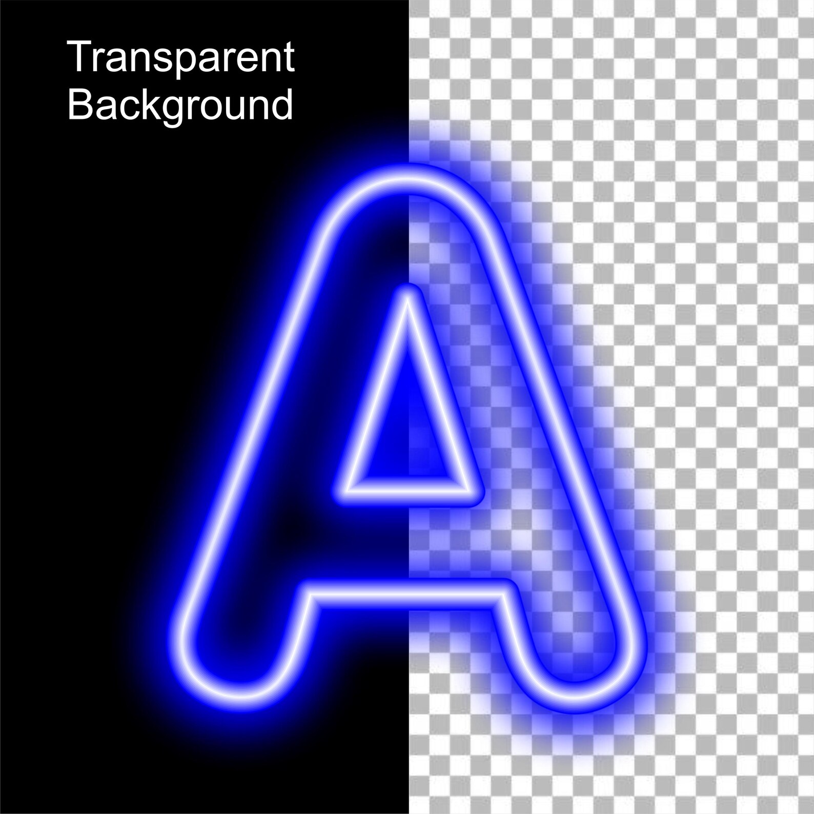 Neon Glow Effect Letters, Dark Blue Letters, Blue Neon Letters, PNG ...