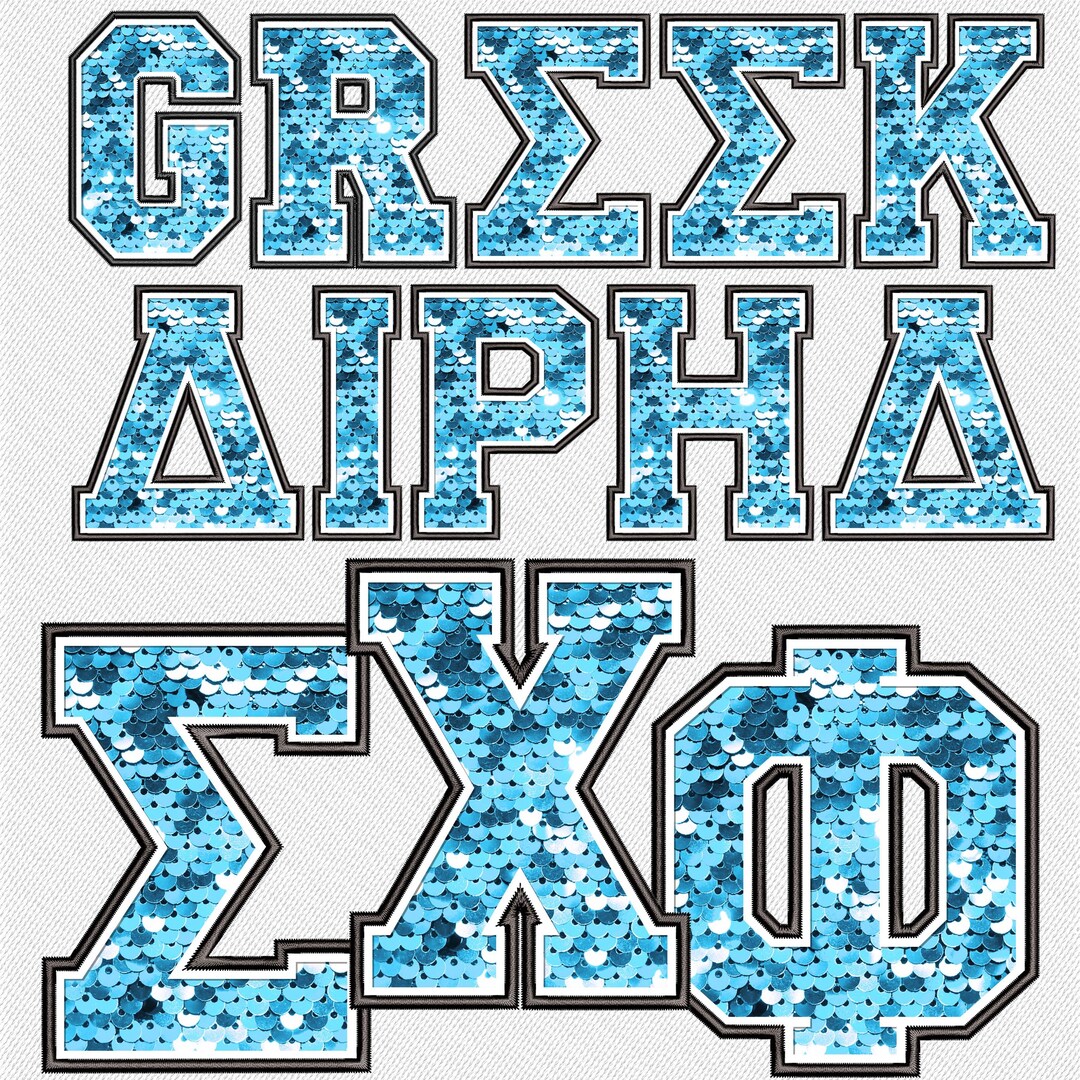 Greek Letters, Faux Embroidery Sequin, Faux Sequin Patch, Faux Sequin ...