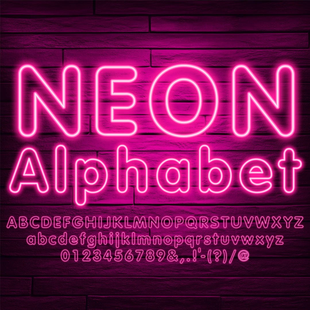 Neon Glow Effect Letters, Pink Neon Letters, PNG Clip Art Letters ...
