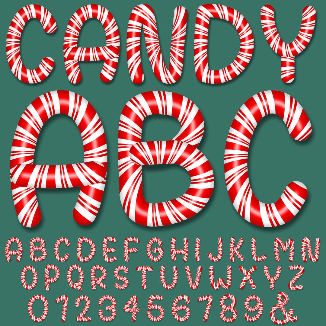 Candy Cane PNG Letters, Red White Candy Cane, Candy Cane Alphabet Clip ...