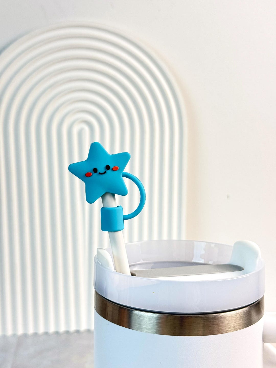 Smiley Star Straw Toppers Cute Star Silicone Straw Cover Tumbler Straw ...