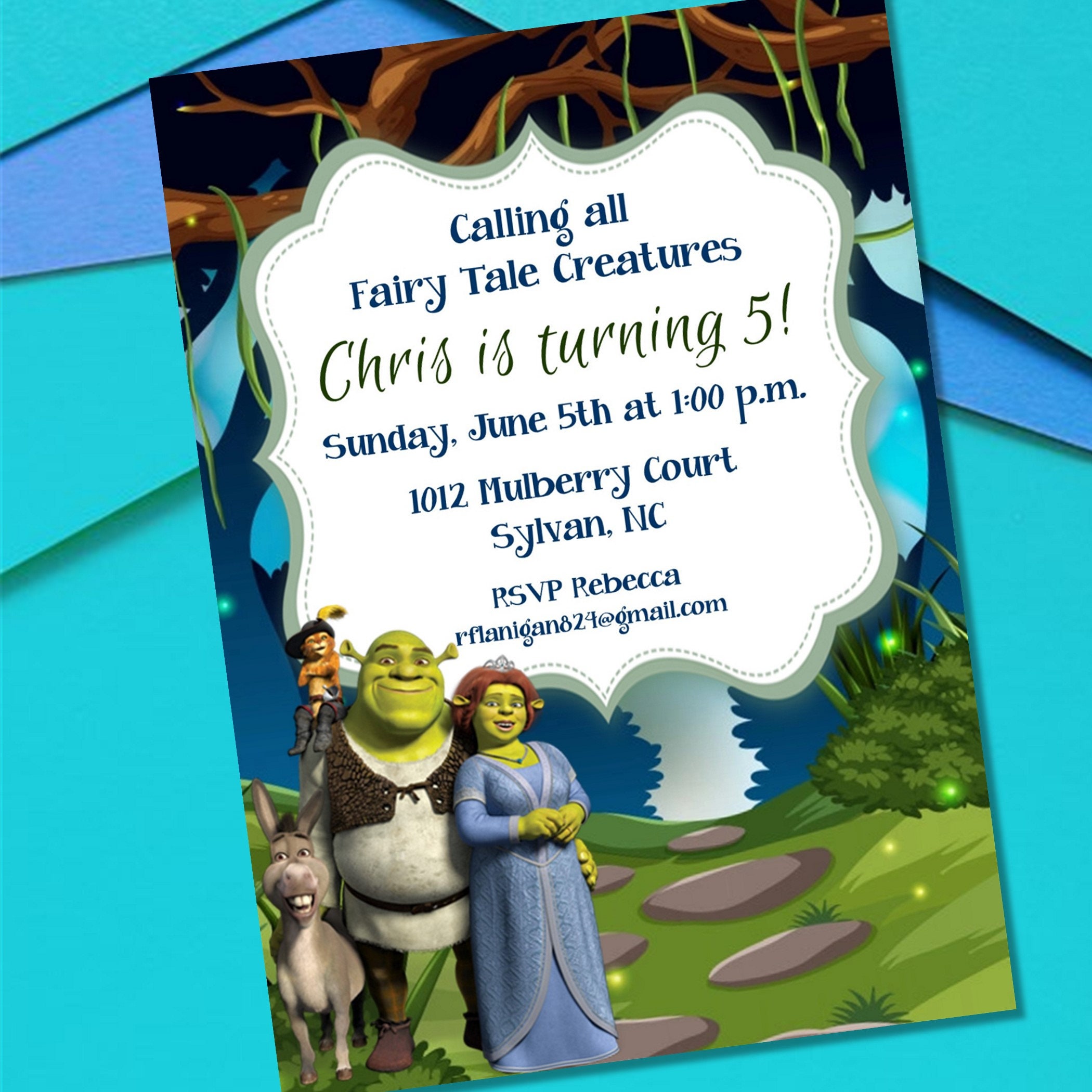 Shrek Birthday Invitation 5 X 7 Digital Invitation Paper & Party ...