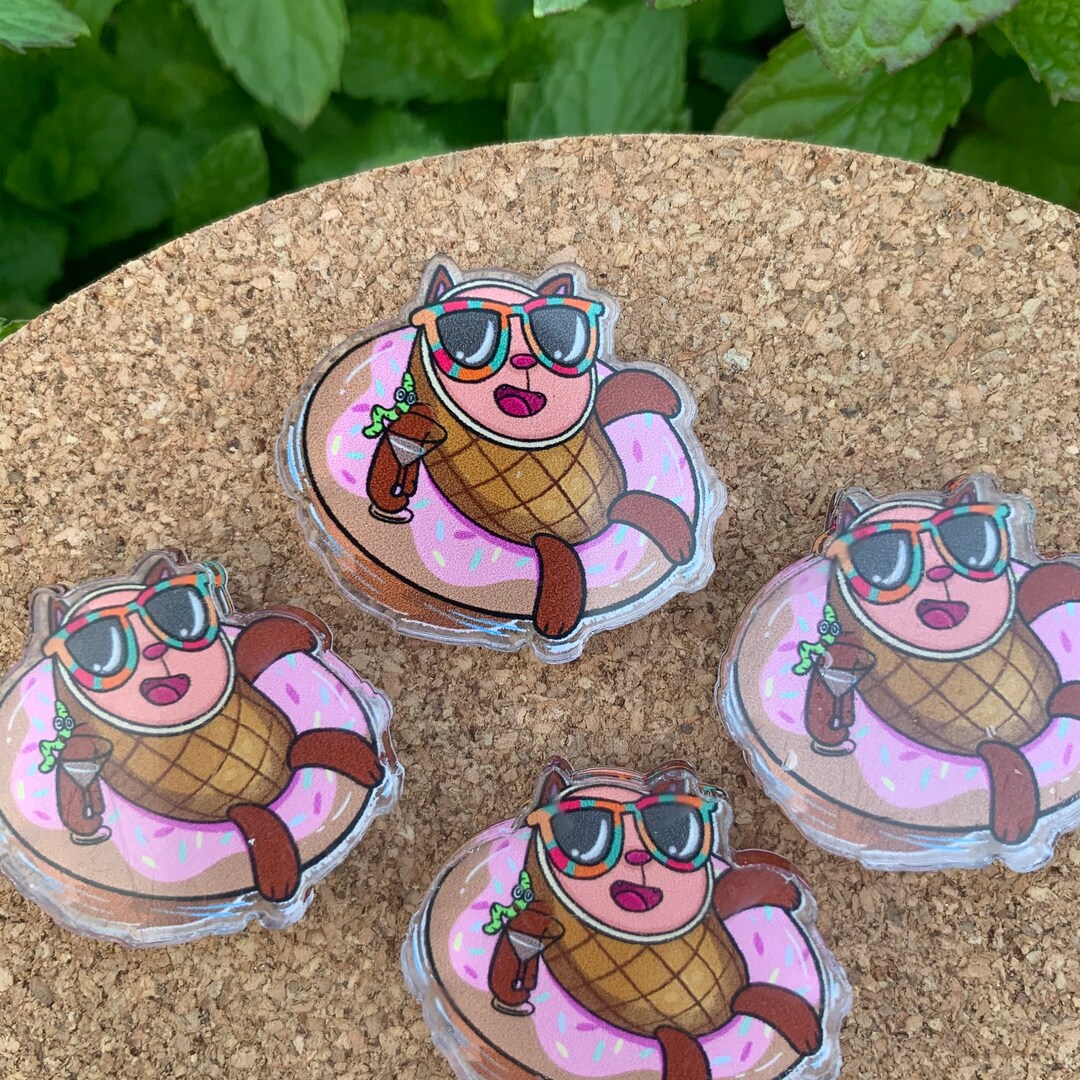 ACRYLIC PIN Hamcat & Rockwell Worm Floating on a Donut - Etsy