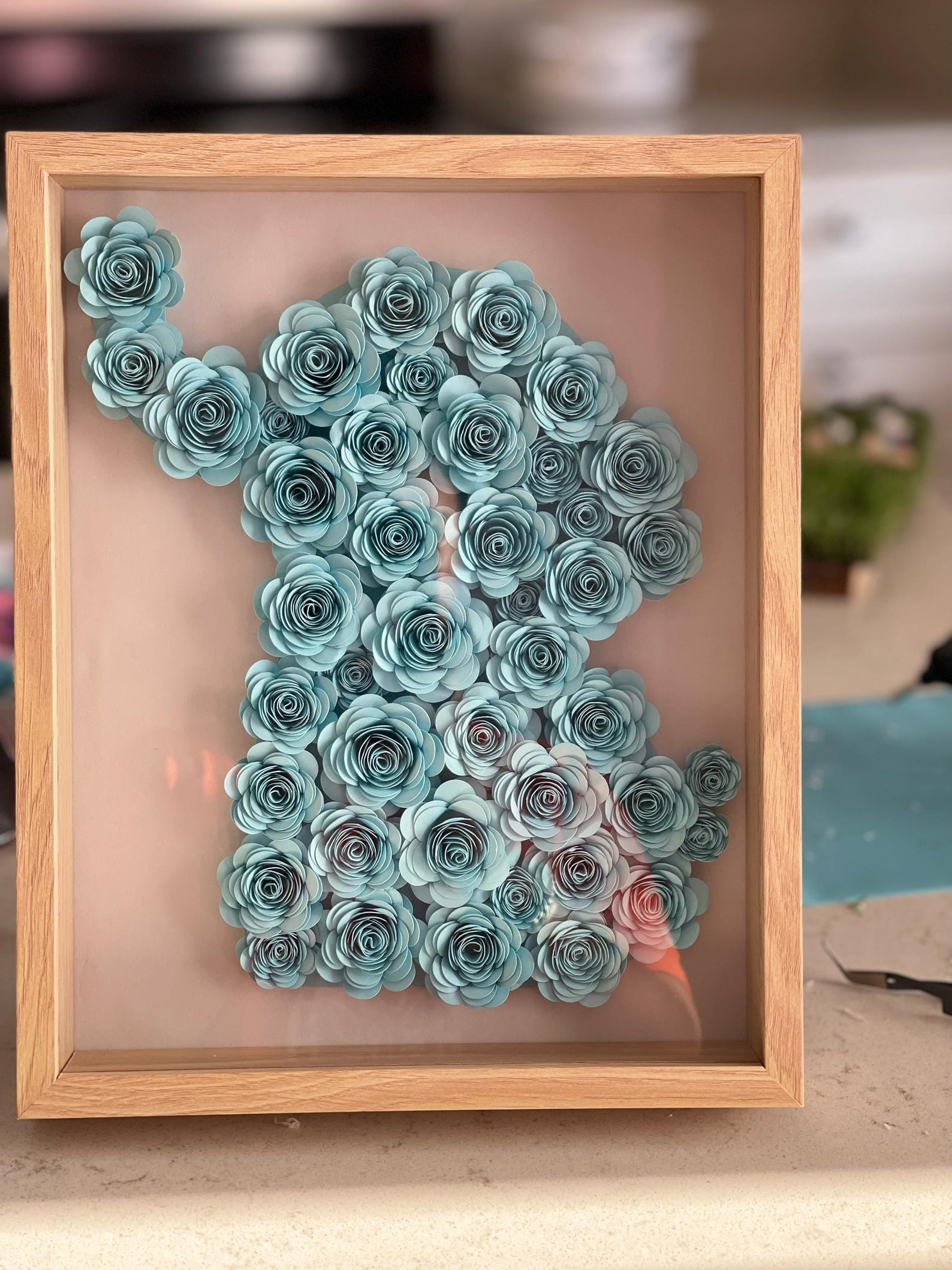Baby Elephant Shadow Box | Nursery Decor | Handmade Paper Flowers ...