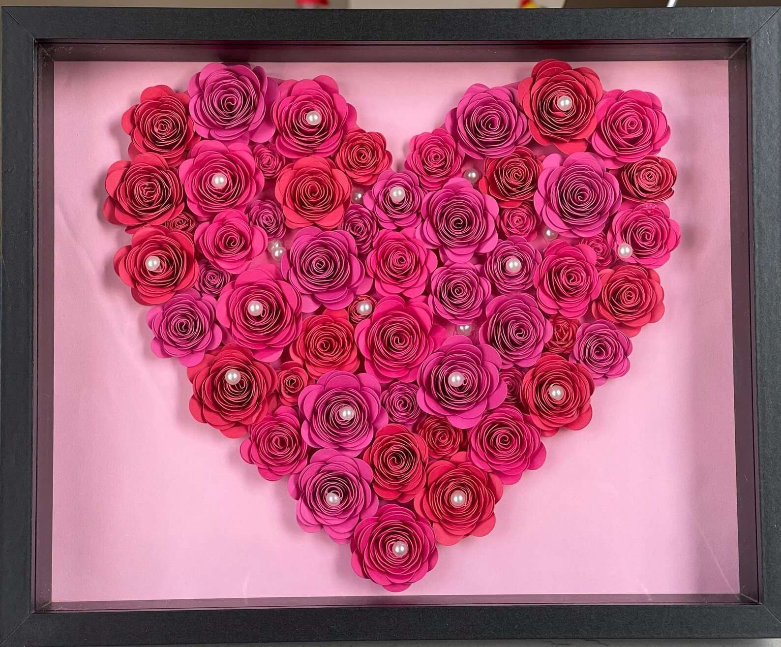 Heart Shadow Box, Paper Roses, Valentine's Day Decor - Etsy