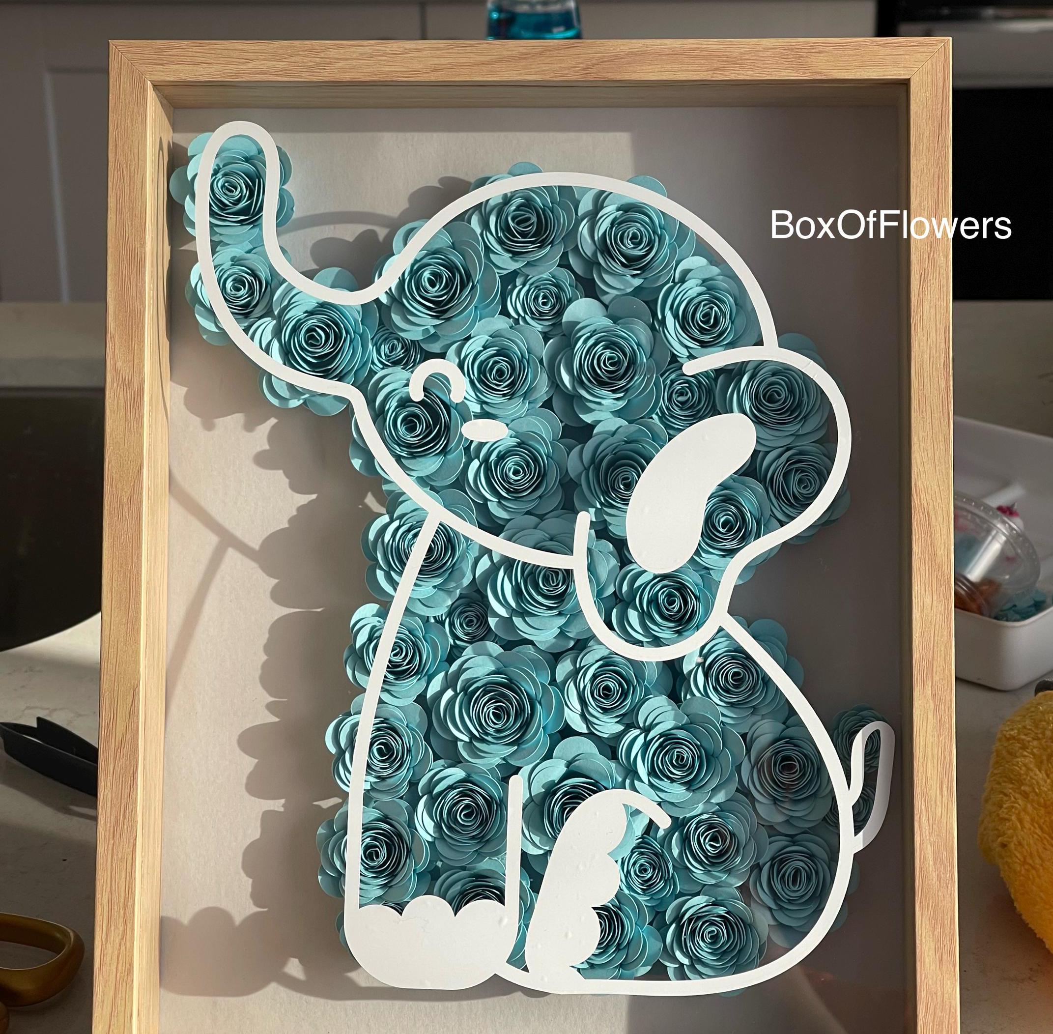 Baby Elephant Shadow Box | Nursery Decor | Handmade Paper Flowers ...