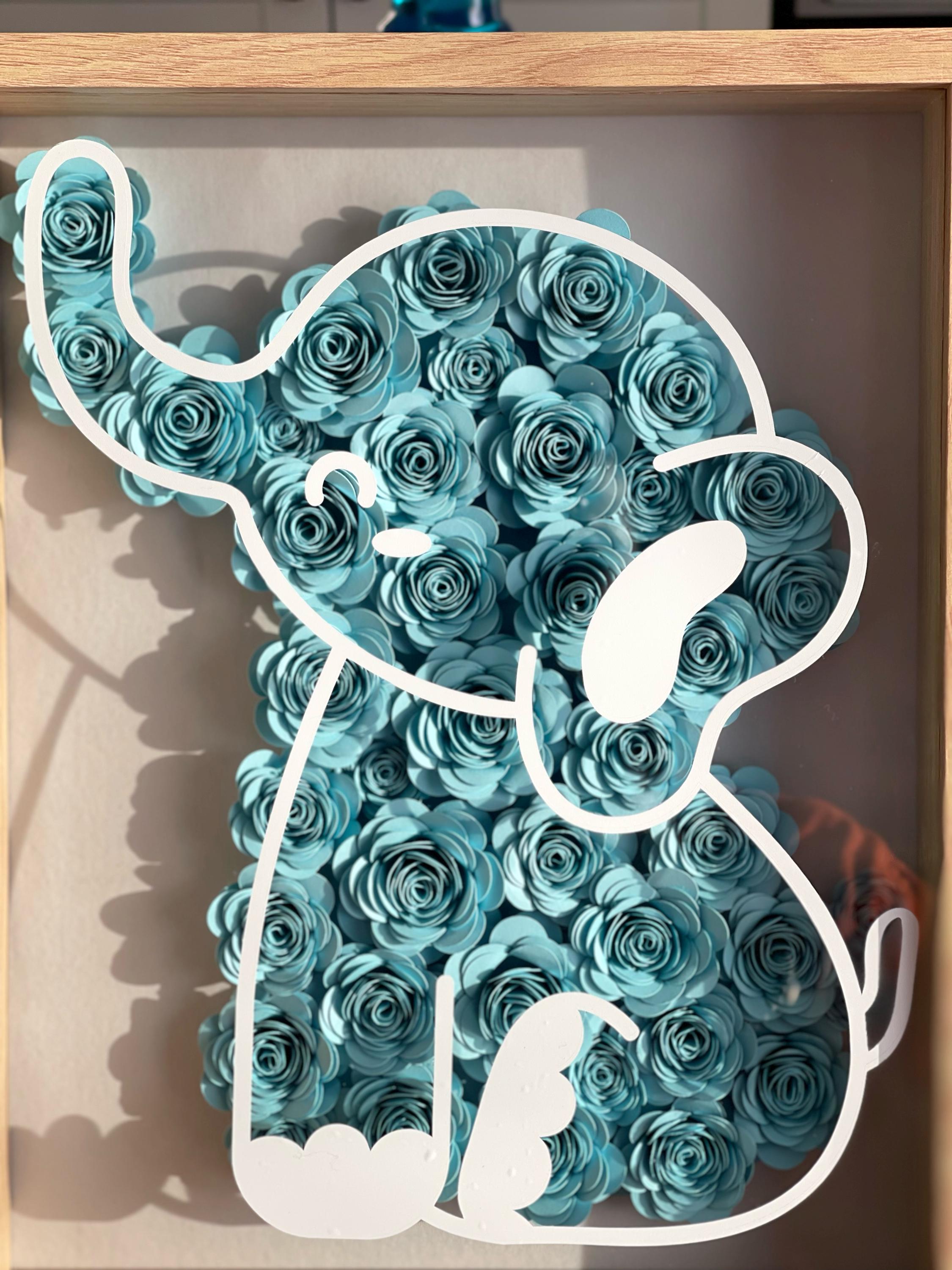Baby Elephant Shadow Box | Nursery Decor | Handmade Paper Flowers ...