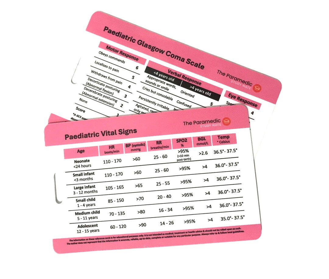 Australian and New Zealand Paramedic Paediatric Vital Signs & GCS ...