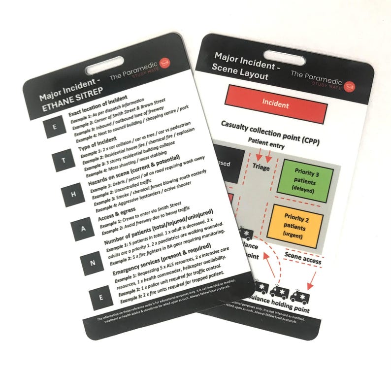 Australian Paramedic Major Incident Reference Card Pack FREE CARABINER ...