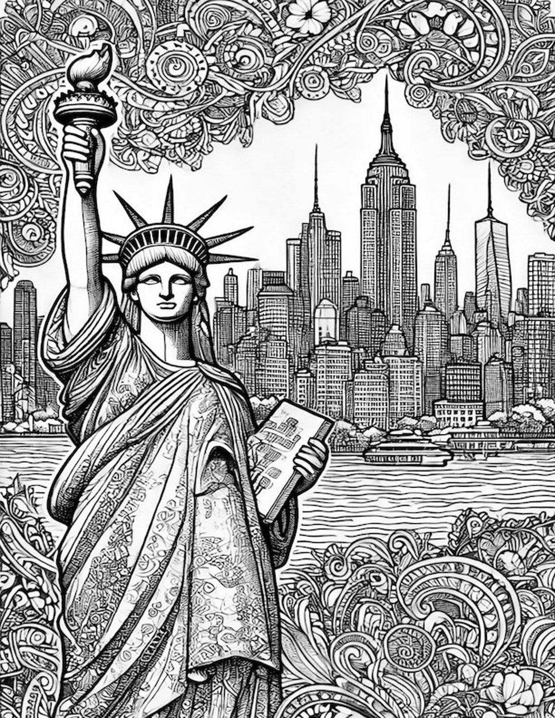 Adult Coloring Pages - Adult Coloring Book - Travel Coloring Pages ...