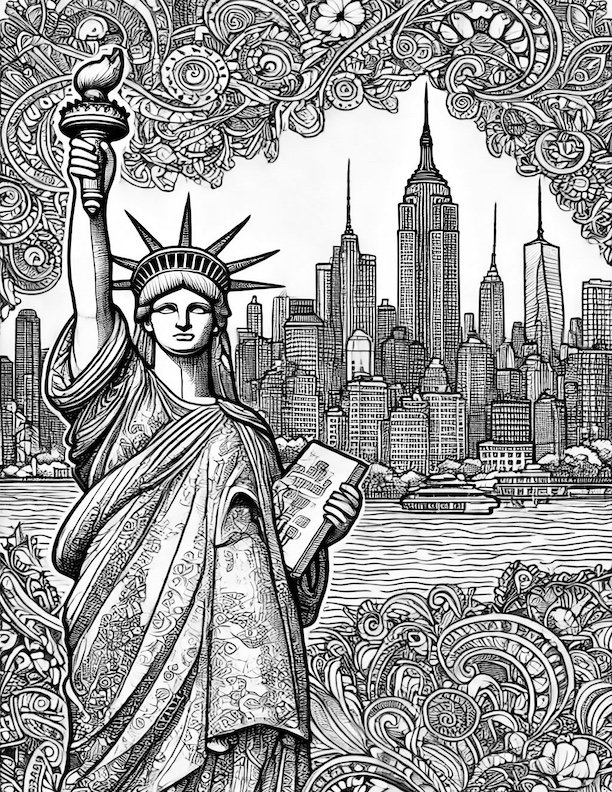 Adult Coloring Pages - Adult Coloring Book - Travel Coloring Pages ...