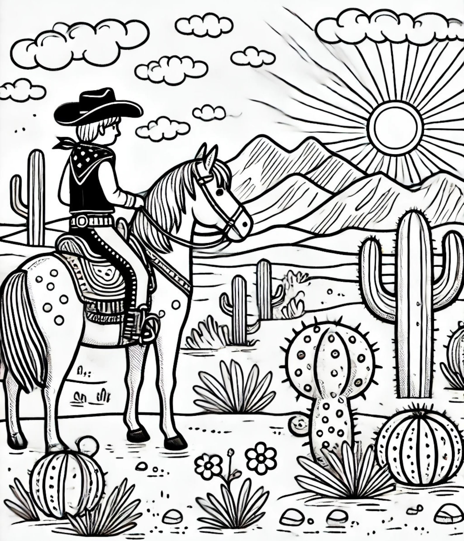 Kids Coloring Pages - Cowboy Coloring Pages - Wild West Coloring Pages ...