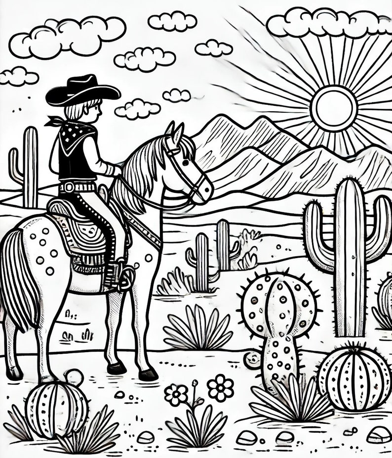 Kids Coloring Pages - Cowboy Coloring Pages - Wild West Coloring Pages ...