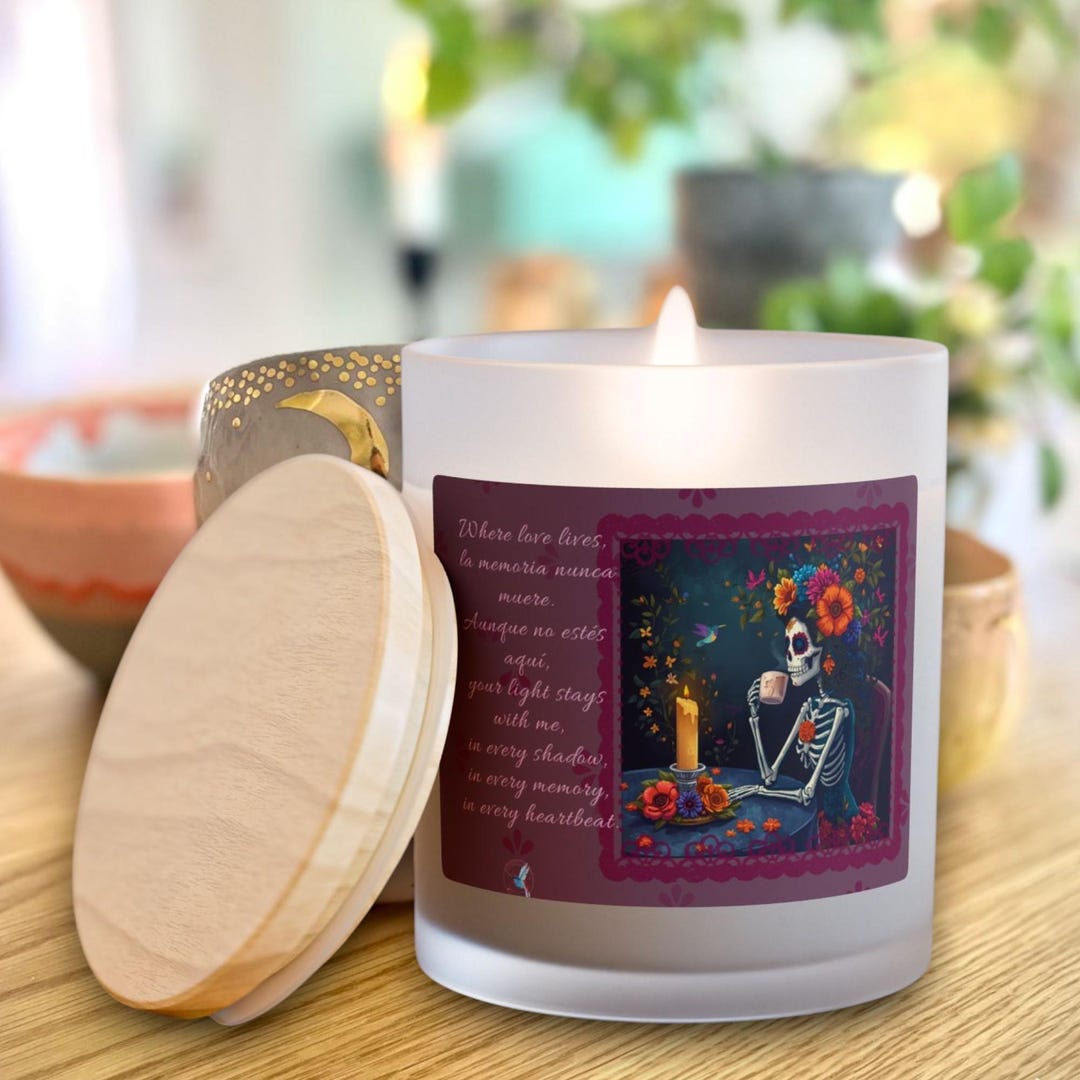 Frosted Catrina Candle, Día De Los Muertos Remembrance Gift, Altar ...