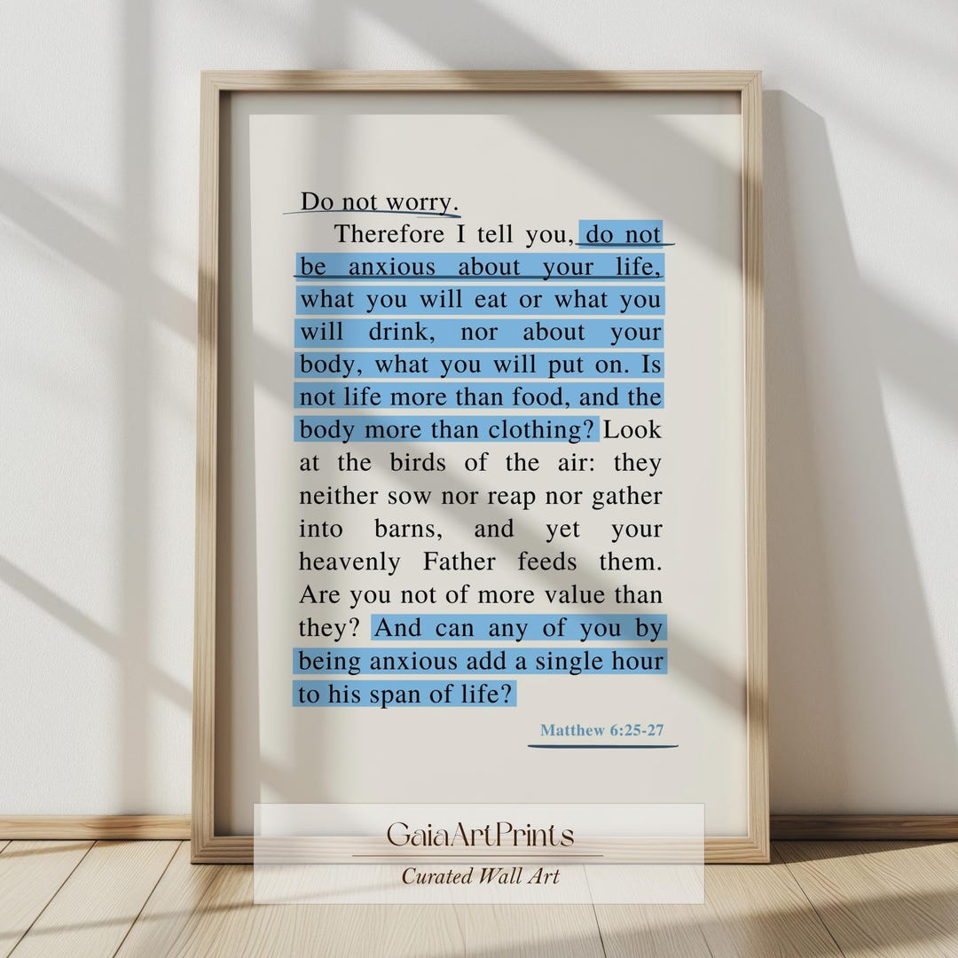 Do Not Worry Bible Verse | Modern Christian Art | Blue Scripture Wall ...