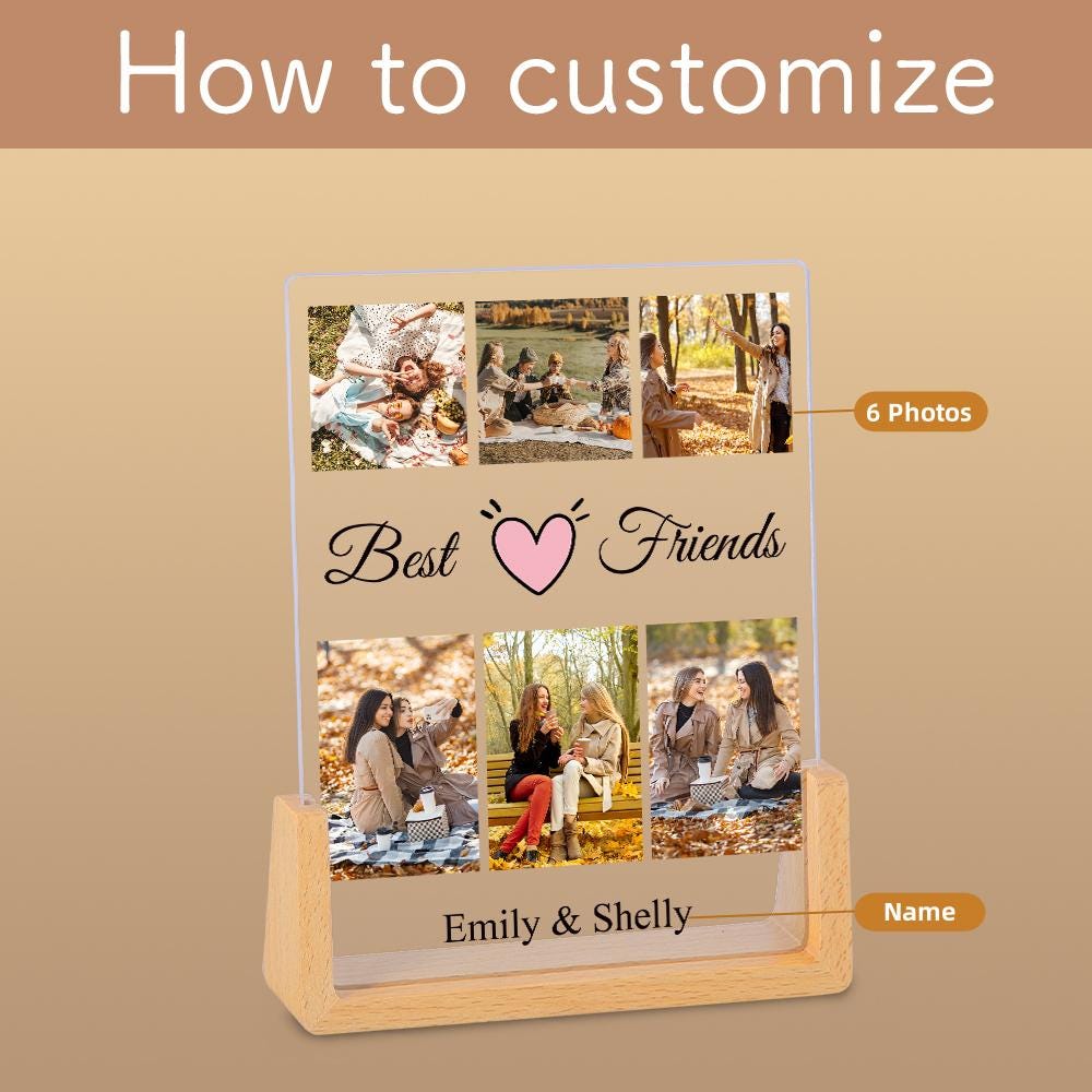 Custom Best Friend Photo Plaque, Personalized Picture Frame With Stand ...