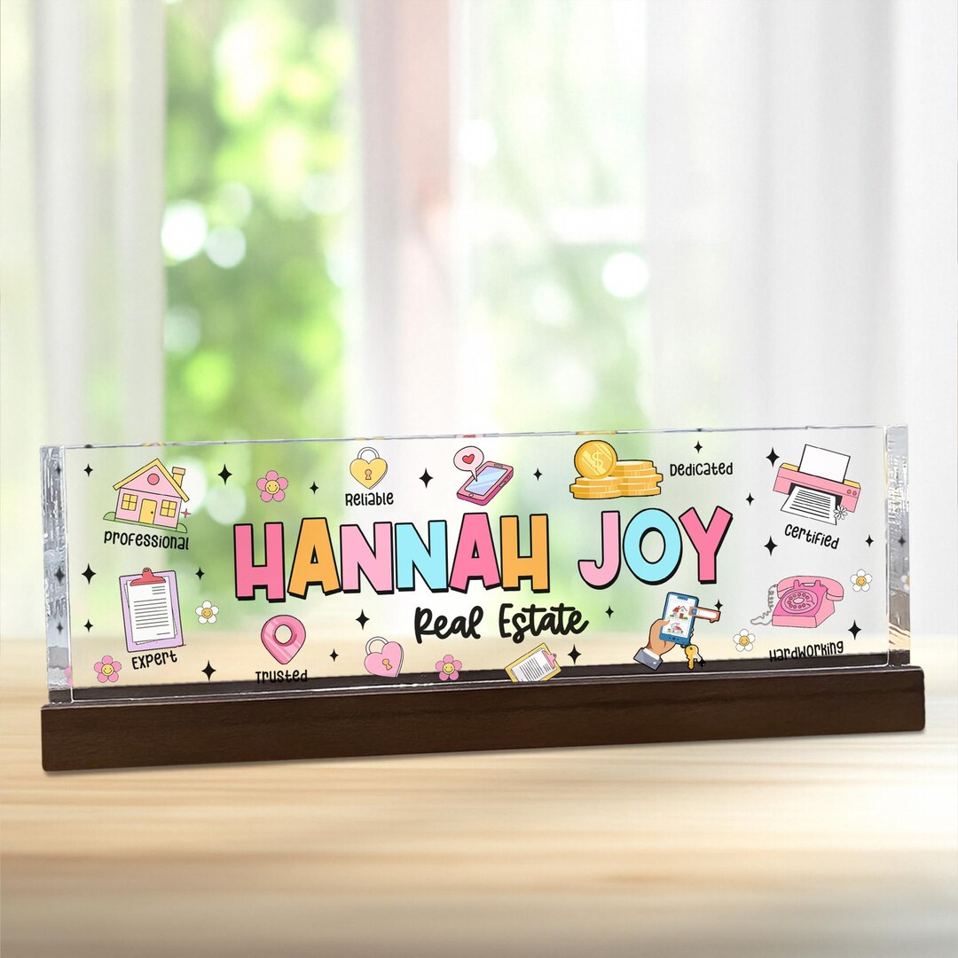 Custom Real Estate Realtor Desk Name Sign, Personalized Realtor Name ...
