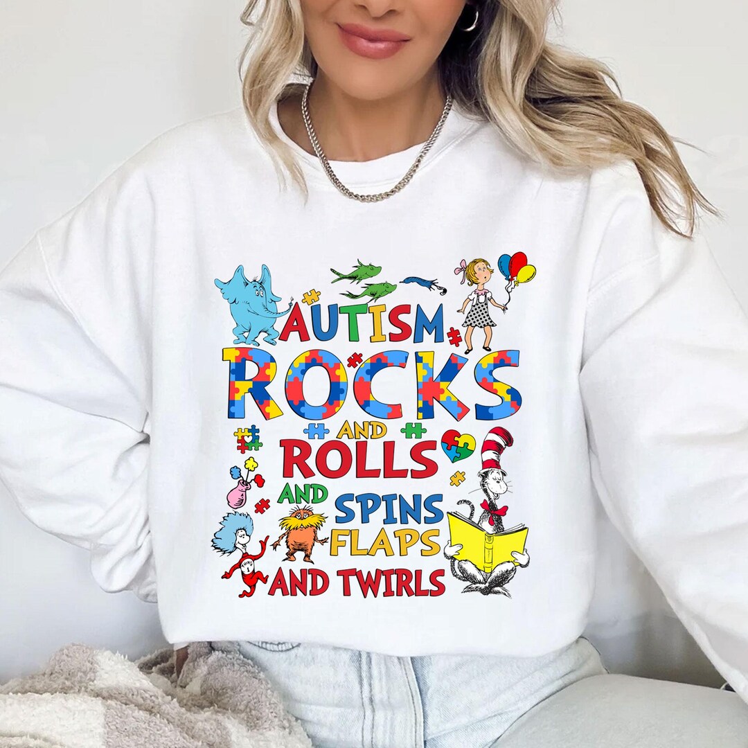 Autism Rocks and Rolls Dr Seuss Shirt, Autism Awareness Shirt ...