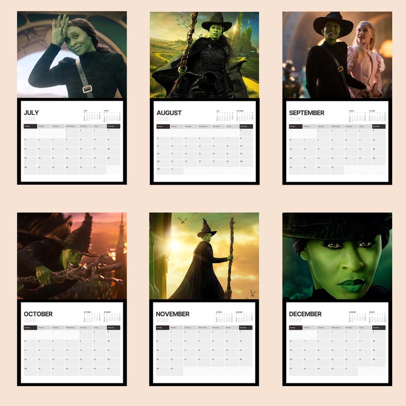 Elphaba Wicked Calendar 2026, Wicked Musical Art Calendar, Elphaba ...