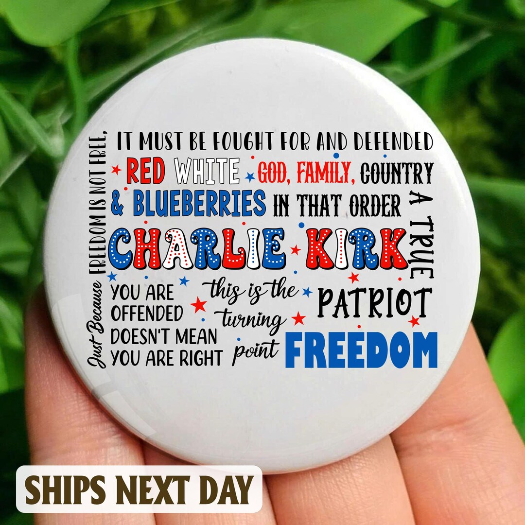 American Charlie Kirk Pin Button, Freedom Charlie Kirk Pin Button ...