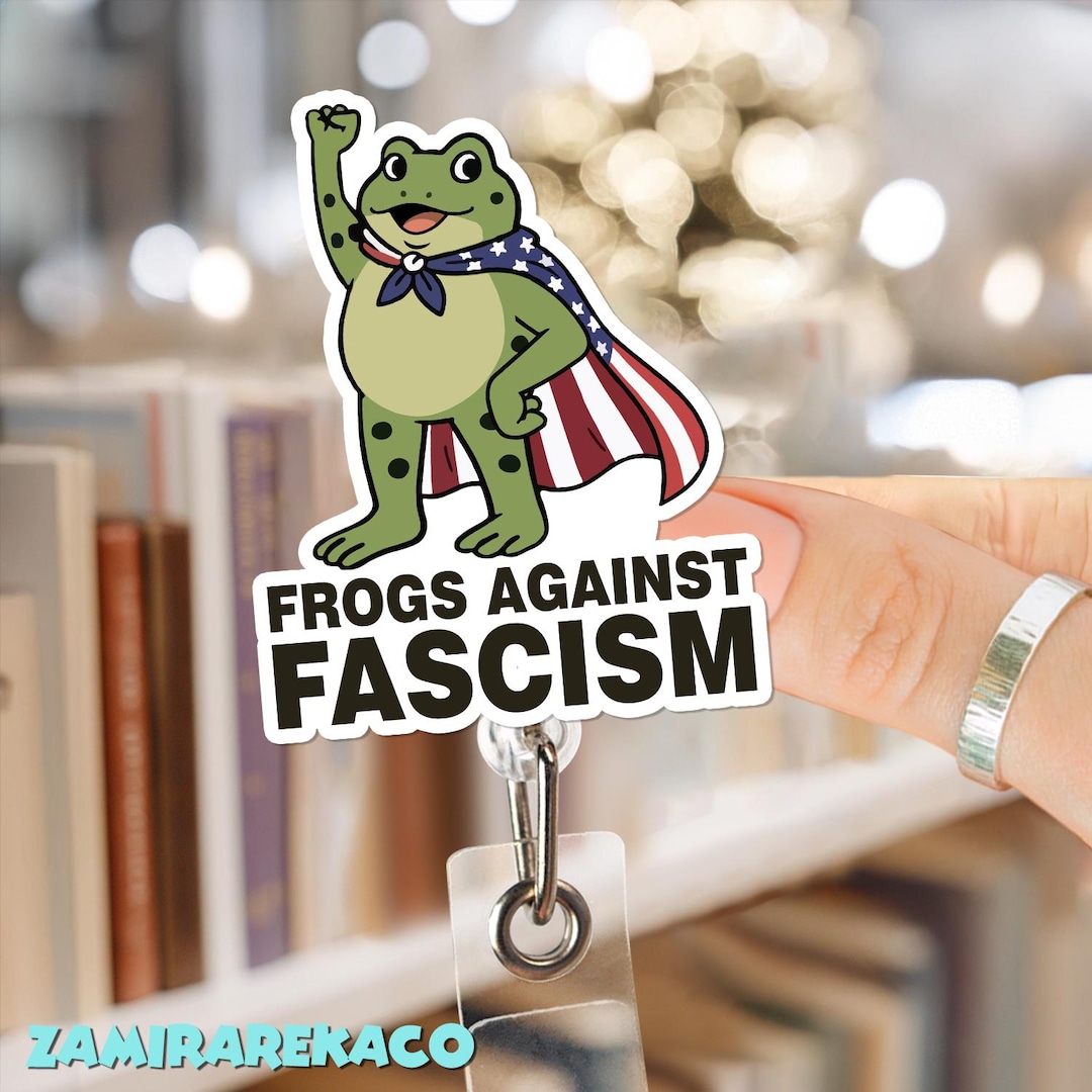 Portland Frog Frogs Against Fascism Anti Trump Badge Reel, Anti-ice ...